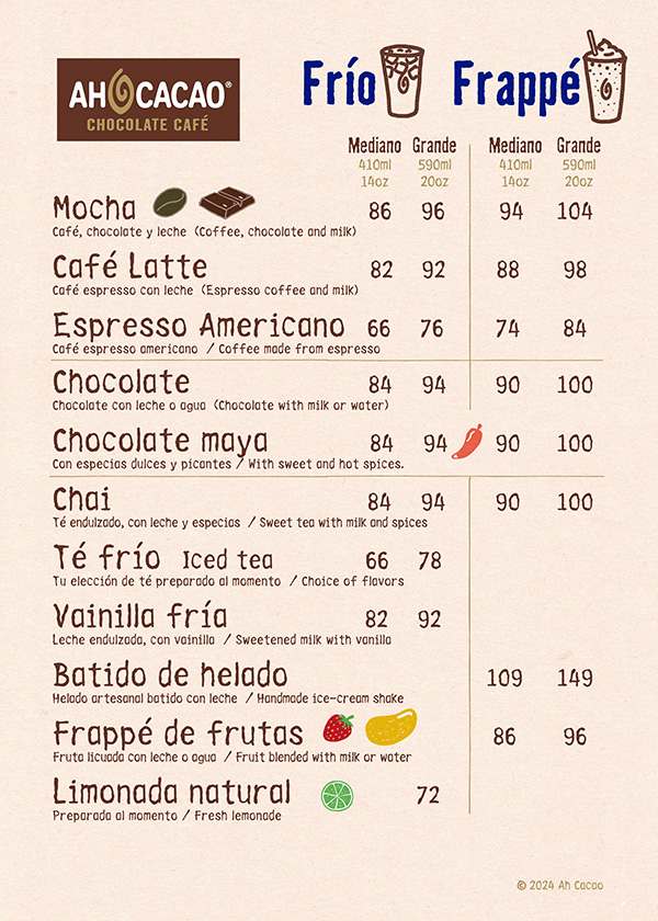 Ah Cacao Chocolate Café Menú y Entrega a domicilio