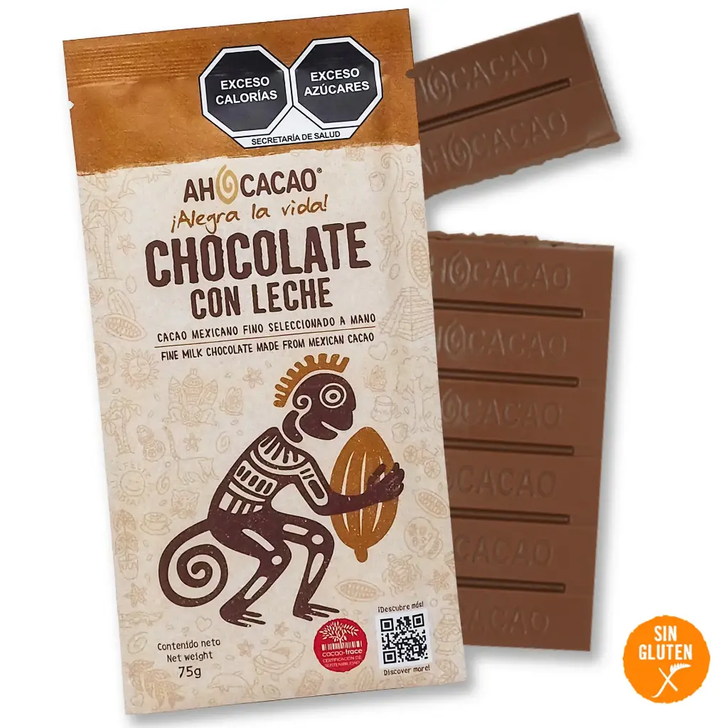 Chocolate con leche (milk), bar 75g | ahcacao.com